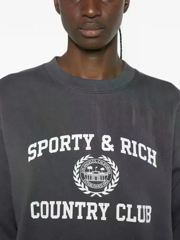 SPORTY & RICH Logo" Print Crewneck Sweater