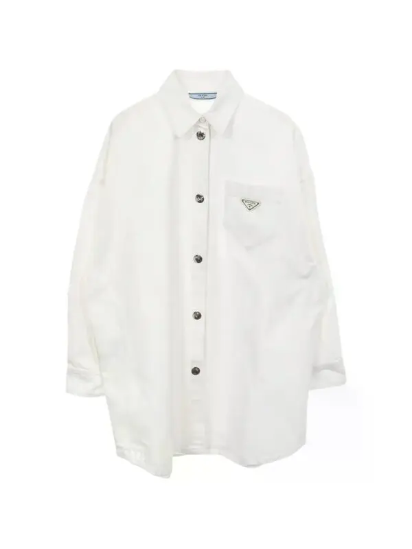 Prada Cotton Button-up Shirt With Logo Plaque - White