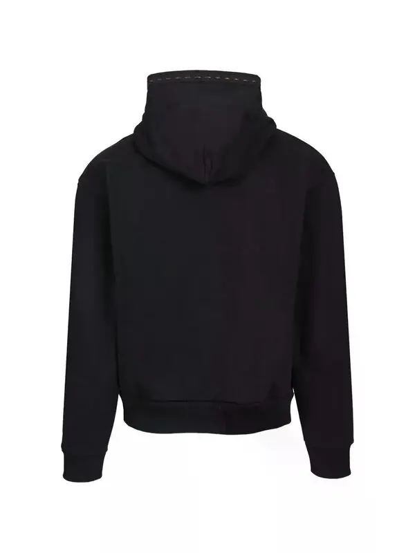Fendi Cotton Hoodie With Leather Detailing