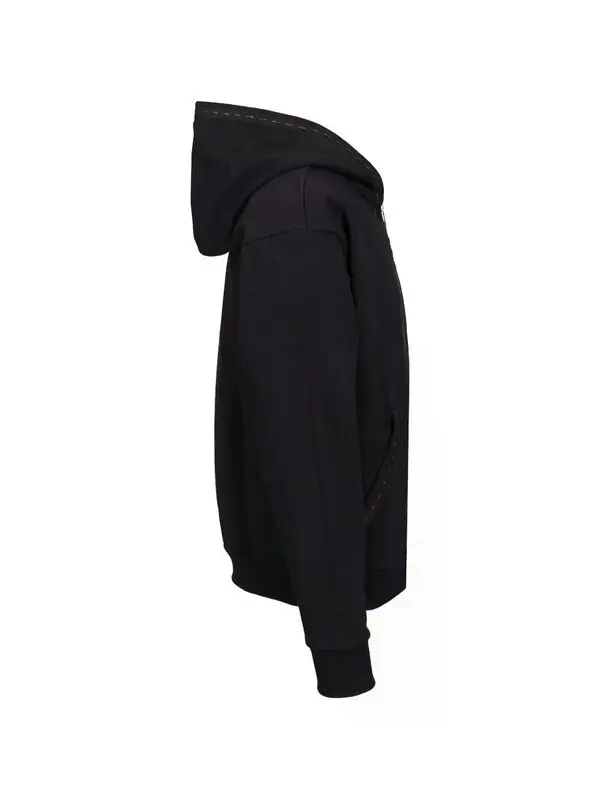 Fendi Cotton Hoodie With Leather Detailing