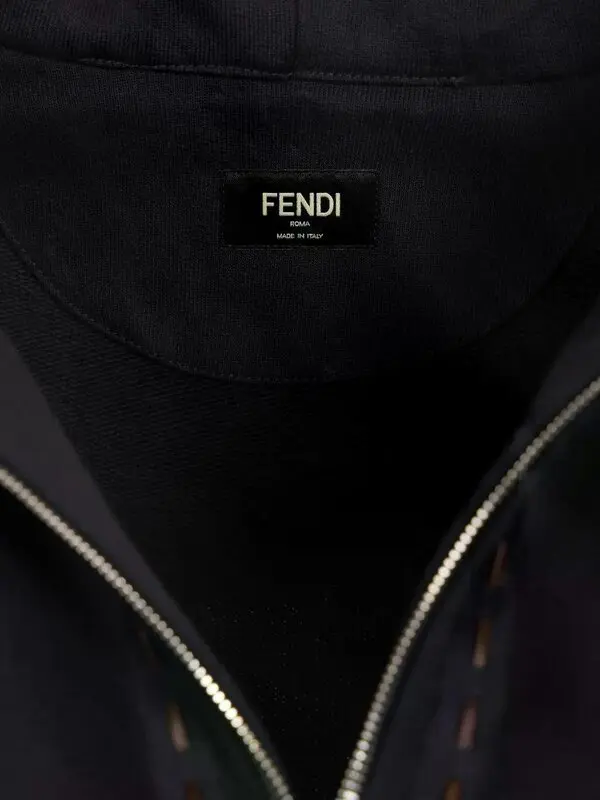 Fendi Cotton Hoodie With Leather Detailing