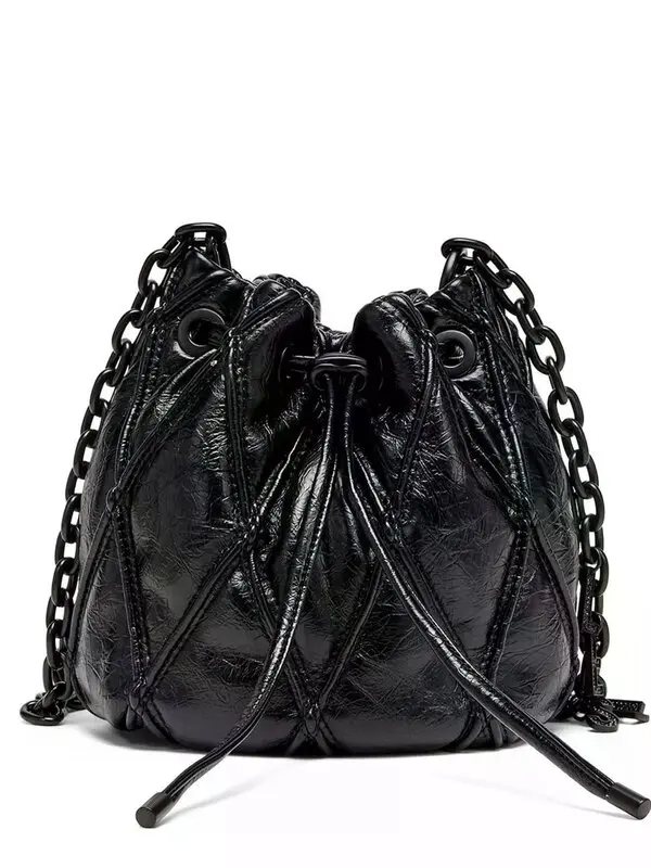DIESEL® Charm-d Diamond-quilted Bucket Bag - Black