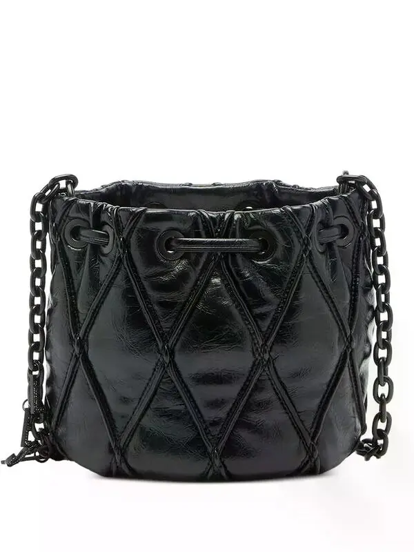 DIESEL® Charm-d Diamond-quilted Bucket Bag - Black