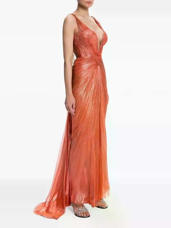 MARIA LUCIA HOHAN Corinna Draped Maxi Dress In Peach Fizz - Orange