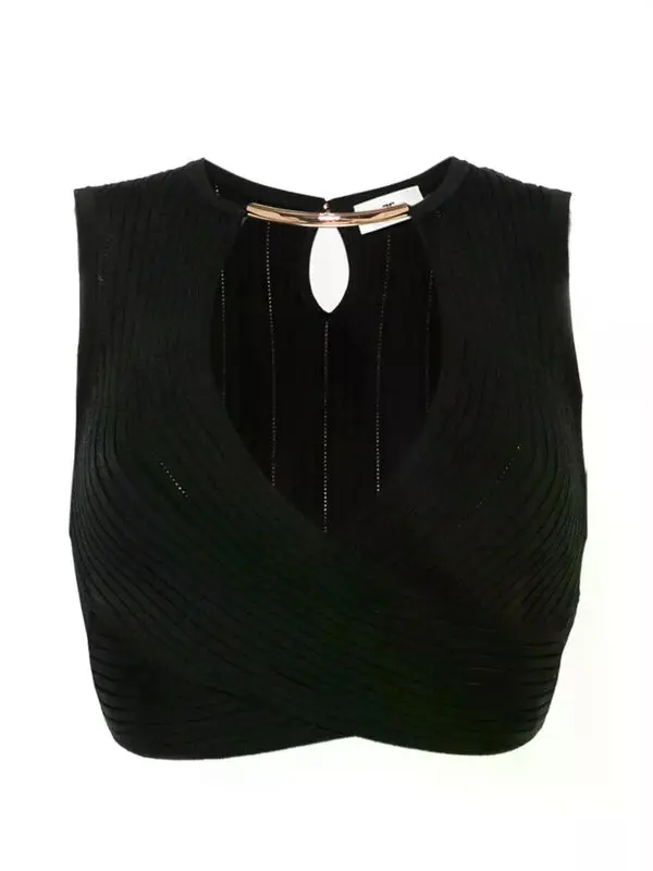 Elisabetta Franchi Ribbed-knit Crossover Top
