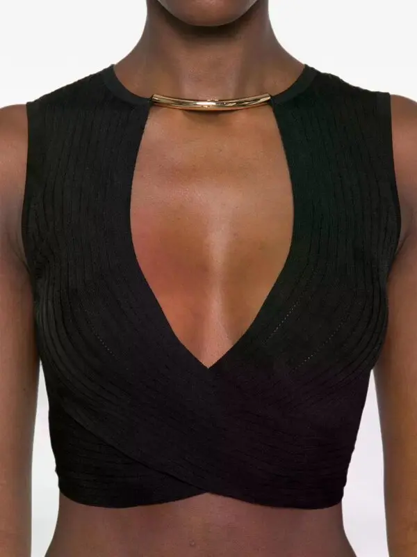 Elisabetta Franchi Ribbed-knit Crossover Top