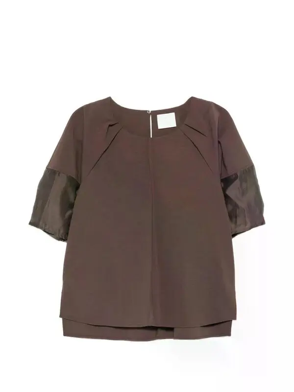 Sú Pleated-detail Blouse With Paneled Design - Brown
