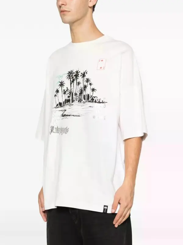 Palm Angels Graphic-print Rhinestone-embellished T-shirt - White