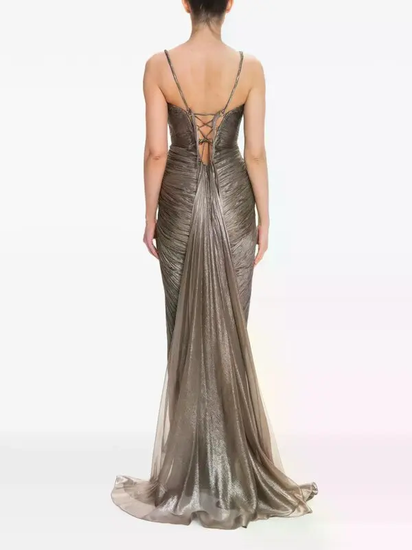 MARIA LUCIA HOHAN Corinna Pleated Silk-blend Maxi Dress - Grey
