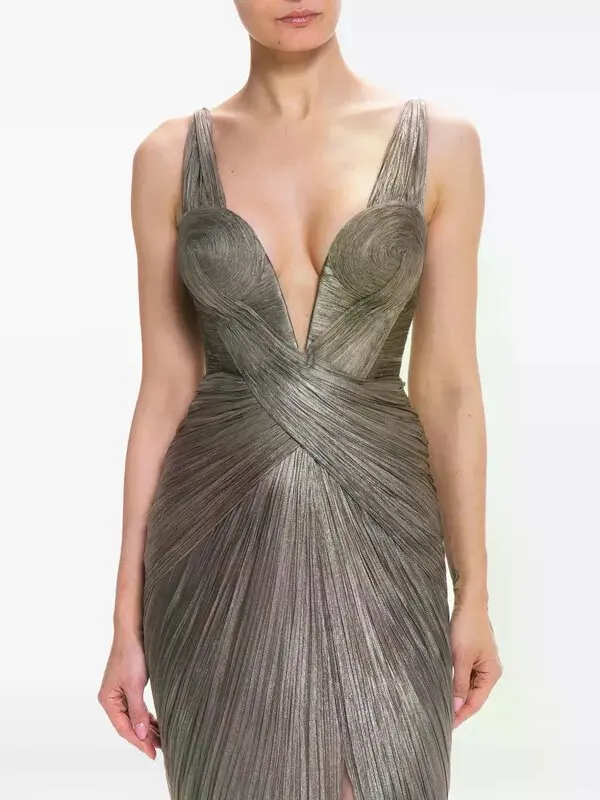 MARIA LUCIA HOHAN Corinna Pleated Silk-blend Maxi Dress - Grey
