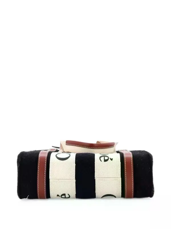 Chloé Woody Small Tote Bag In Recycled Felt With Leather And Canvas - Black