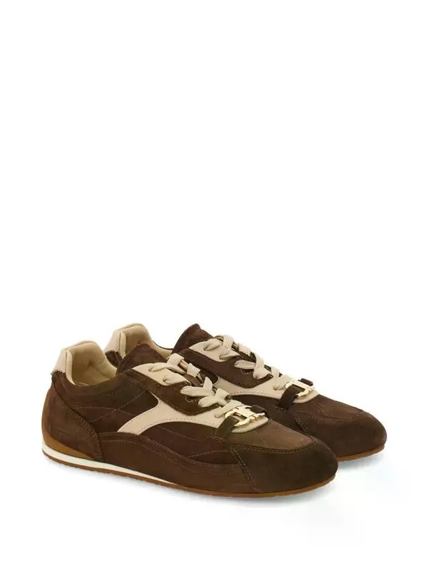 FERRAGAMO Gancini Ornament Suede Sneakers - Brown