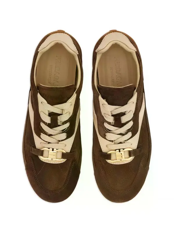 FERRAGAMO Gancini Ornament Suede Sneakers - Brown