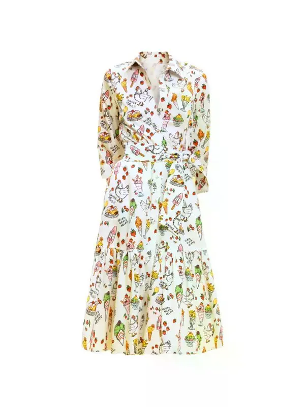 ALESSANDRO ENRIQUEZ Graphic Print Tiered Mini Dress - White