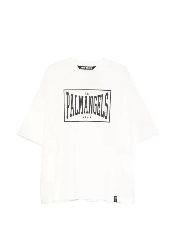 Palm Angels Logo-print Drop-shoulder T-shirt - Neutrals
