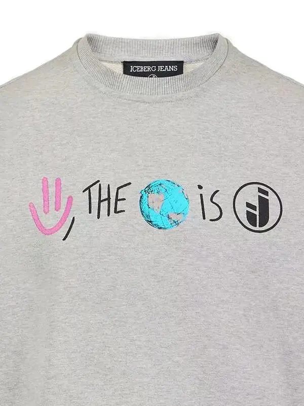 Iceberg Graphic Print Long Sleeve Sweatshirt - Grey