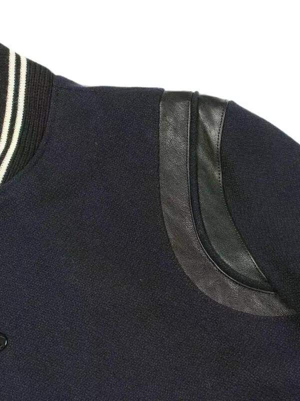 Saint Laurent Varsity Bomber Jacket With Leather Trim