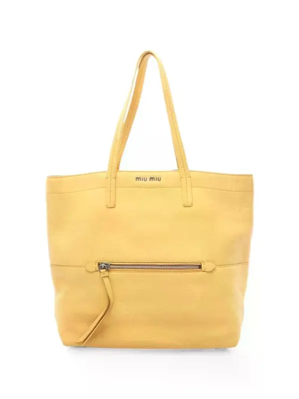 Miu Miu Grained Leather Tote Bag - Yellow
