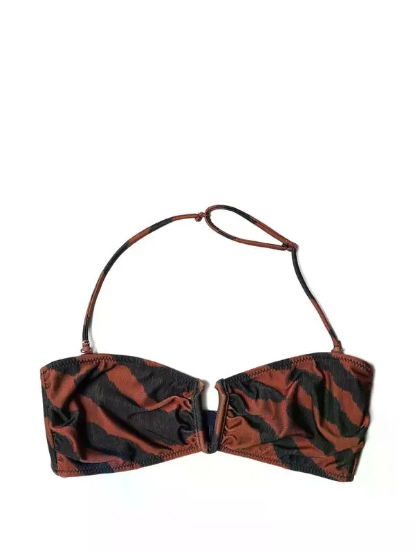 MULLER OF YOSHIOKUBO Zebra-print Halterneck Bikini Top - Brown