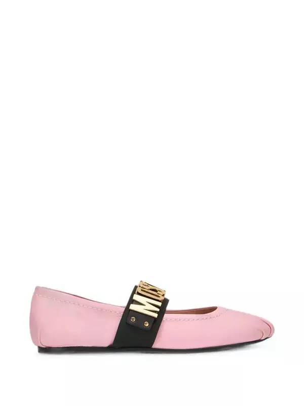 Moschino Lettering Leather Ballet Flats - Pink