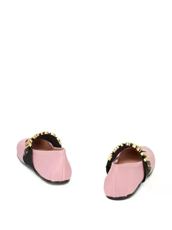 Moschino Lettering Leather Ballet Flats