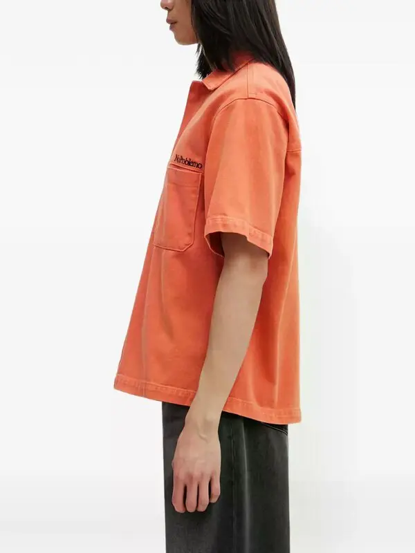 NO PROBLEMO Logo-embroidered Denim Chest-pockets Shirt