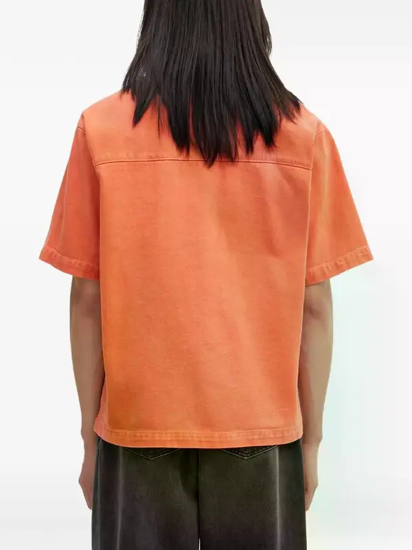 NO PROBLEMO Logo-embroidered Denim Chest-pockets Shirt