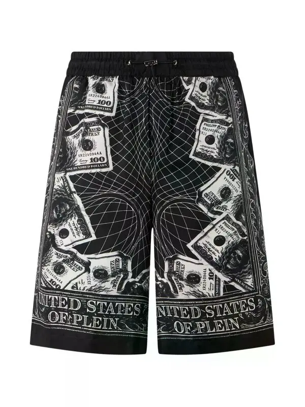 Philipp Plein Skull Dollar-print Shorts - Black
