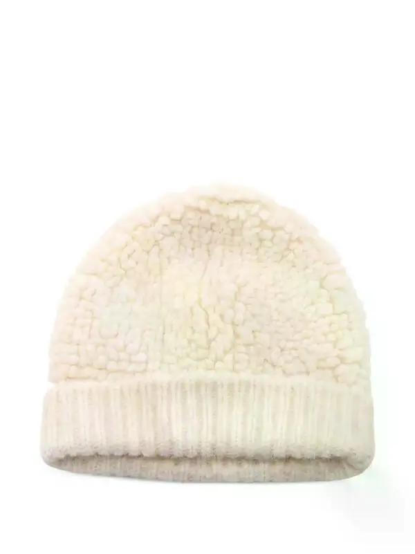 Miu Miu Logo Patch Beanie Hat - Neutrals