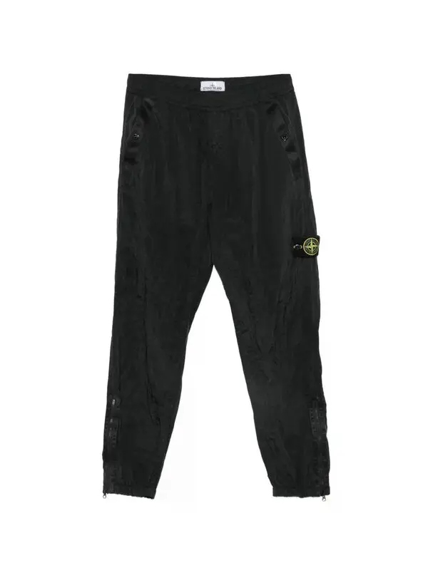 Stone Island Logo-patch Crinkled Track Pants - Black