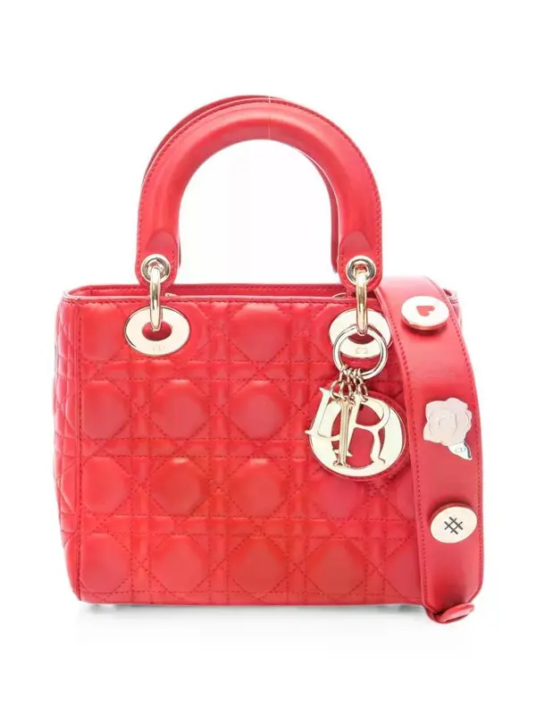Dior Lady Two-way Leather Handbag - Red