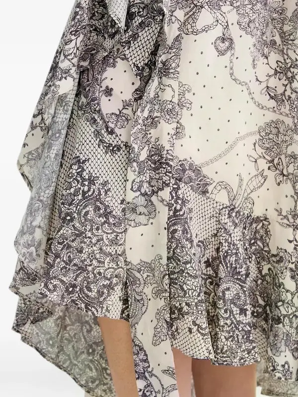 BLUGIRL Lace-print Ruffled Asymmetric Dress