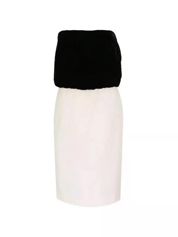 TOM FORD Strapless Velvet-panel Dress - Neutrals