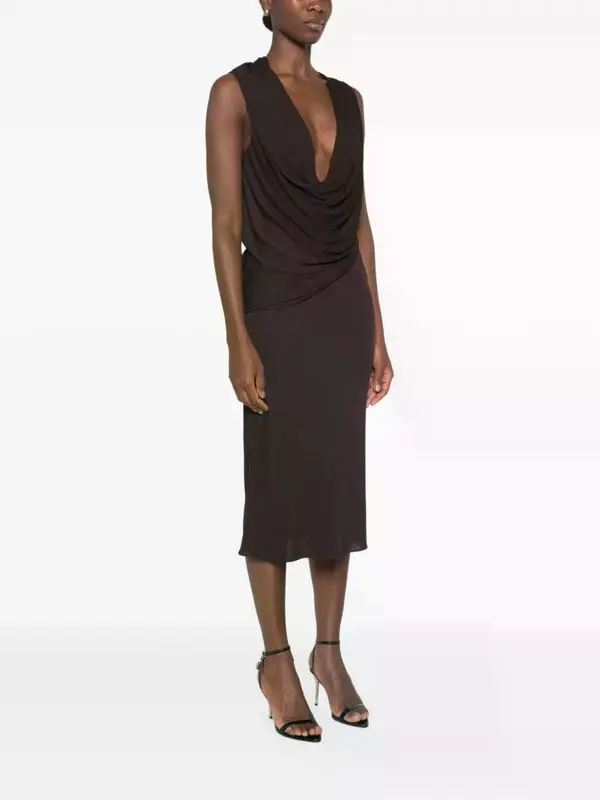 TOM FORD Draped Plunging-neck Midi Dress
