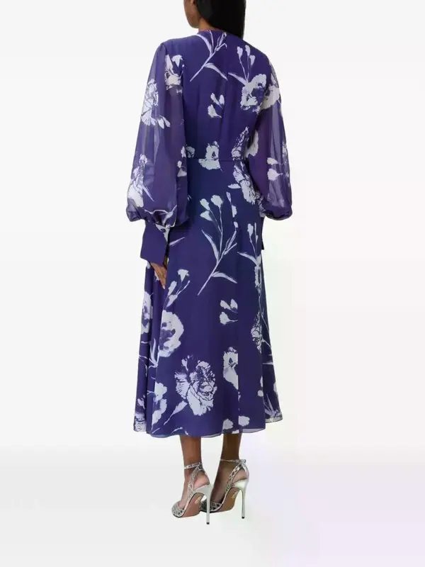 Erdem Long-sleeve Floral-print Midi Dress
