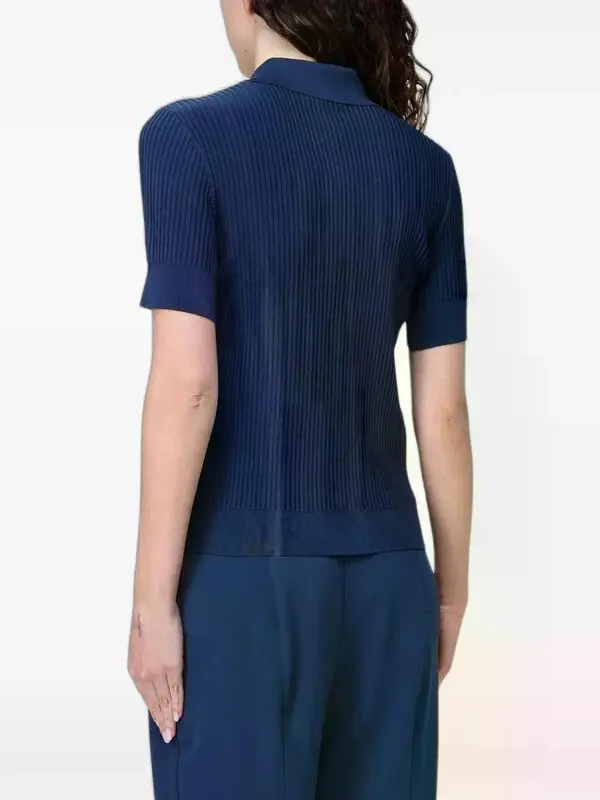 Patrizia Pepe Ribbed-knit Half-zip Polo Shirt - Blue