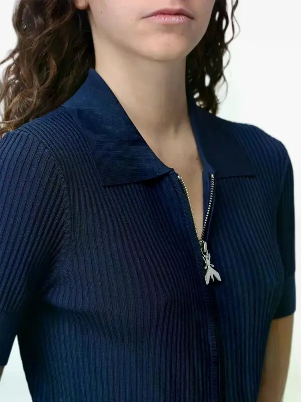 Patrizia Pepe Ribbed-knit Half-zip Polo Shirt
