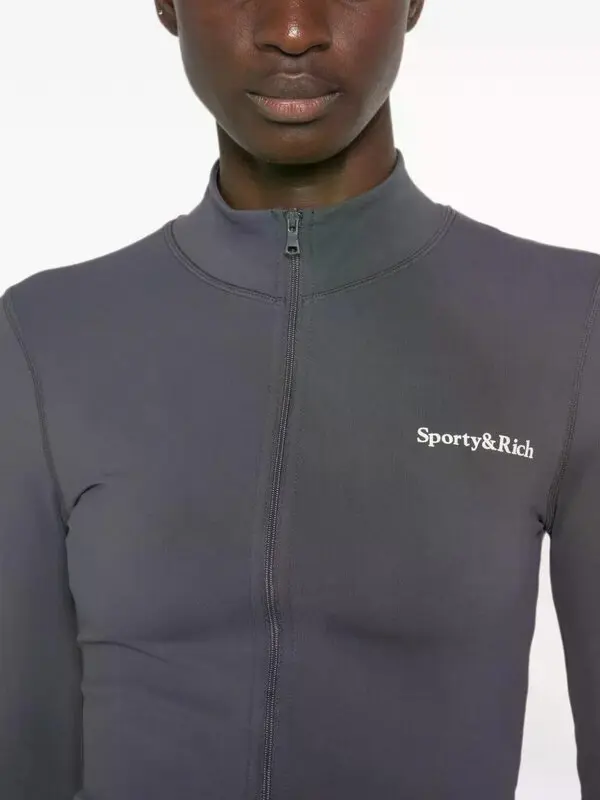 SPORTY & RICH Logo Zip-up Sweater