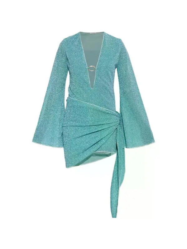 Oseree Lurex Mini Dress - Blue