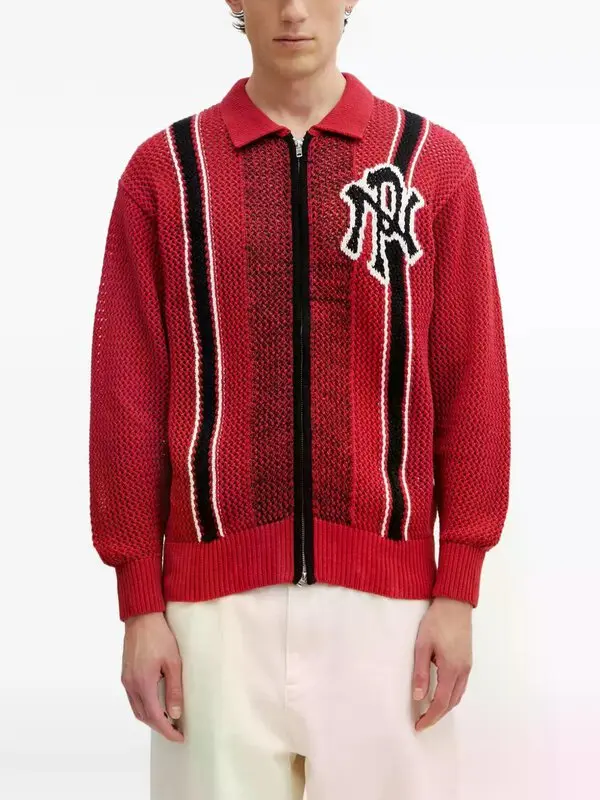 NO PROBLEMO Zip-up Crochet Cardigan - Red
