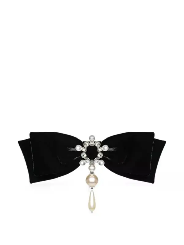 ANOUKI Crystal Embellished Velvet Hair Clip - Black
