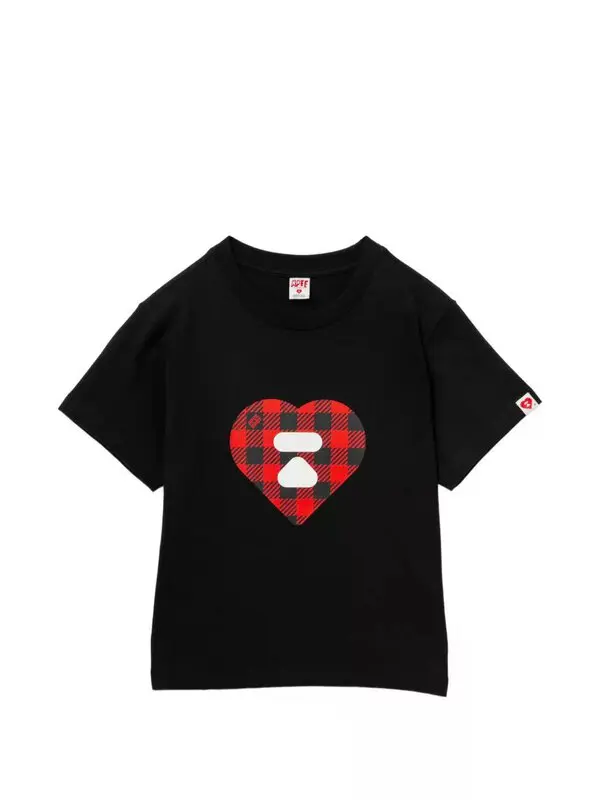 AAPE BY *A BATHING APE Heart Motif Crew Neck T-shirt - Black