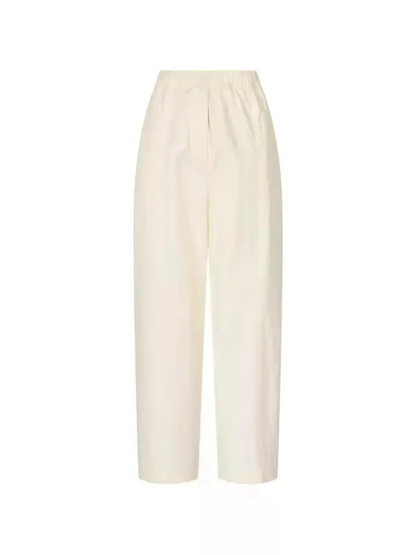 STUDIO TOMBOY Elasticated-waist Cotton-twill Tapered Trousers - Neutrals