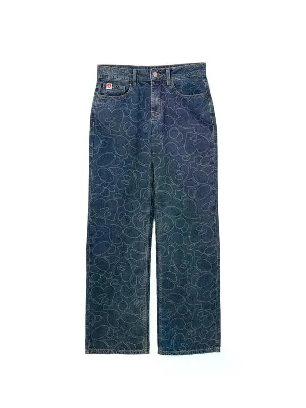 AAPE BY *A BATHING APE Graphic Print Wide-leg Jeans - Blue