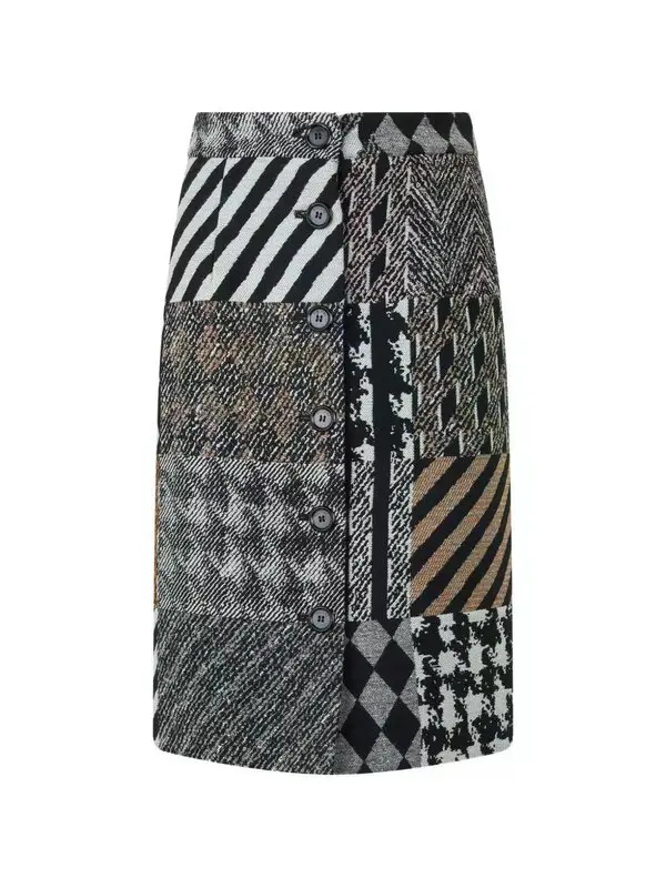 Moschino Patchwork Button-front Midi Skirt - Black