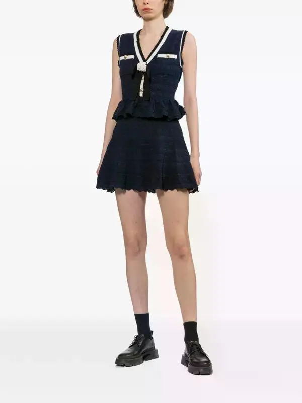SELF-PORTRAIT Ruffled Crochet-knit Mini Dress