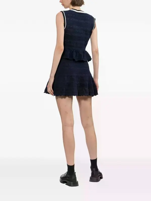 SELF-PORTRAIT Ruffled Crochet-knit Mini Dress