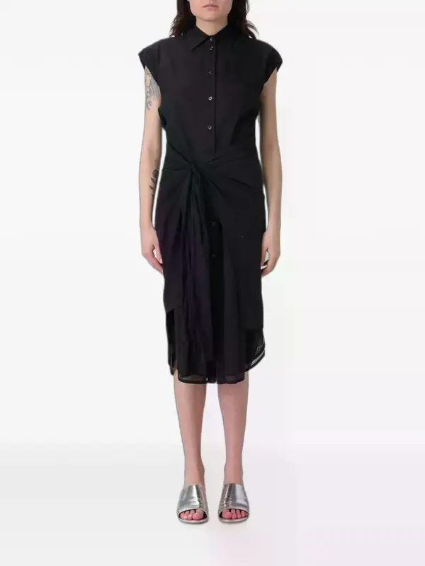 TELA Knot-detail Midi Shirt Dress - Black