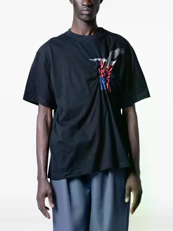 YOSHIOKUBO Eagle-print Ruched T-shirt