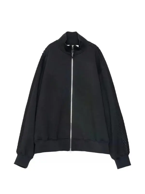 YOSHIOKUBO Mesh-panelled Zip-up Sweatshirt - Black